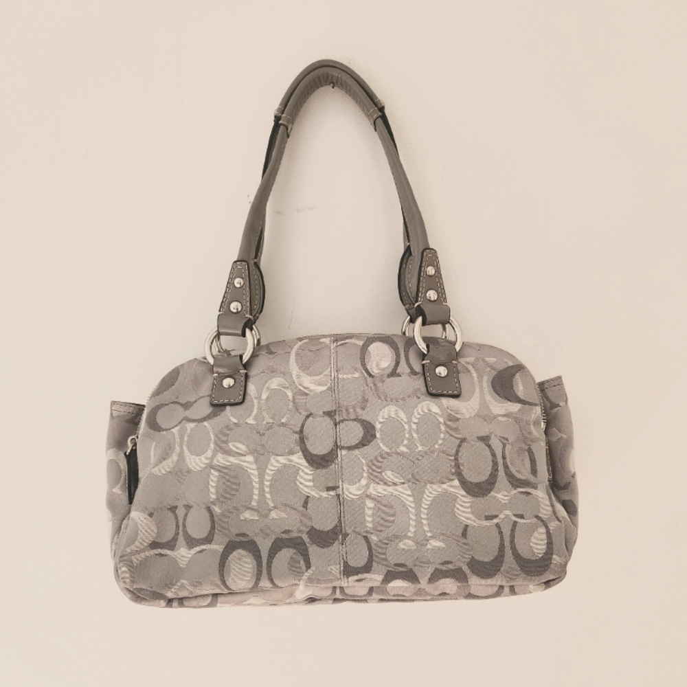 Coach Signature C Satchel Shoulder Bag Grey Silver - Gem